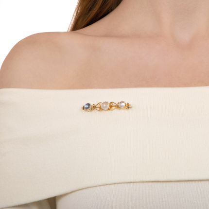 Victorian Moonstone Scroll Pin