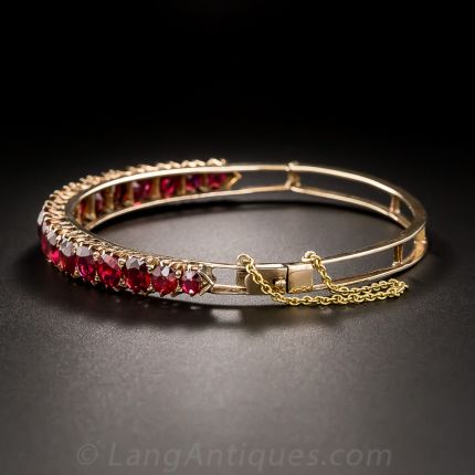 Victorian Red Spinel Bangle Bracelet
