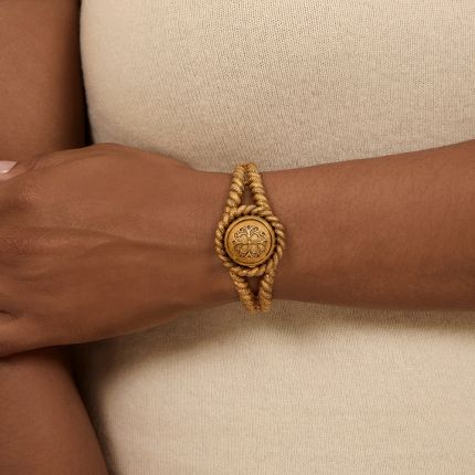 Victorian Textured Rope Bangle Bracelet With Locket