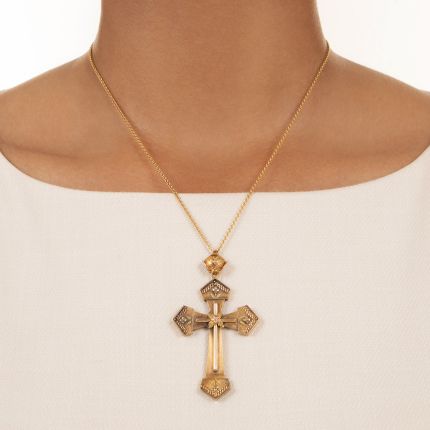 Victorian Tri-Color Gold Cross Pendant - Victorian Jewelry - Antique ...