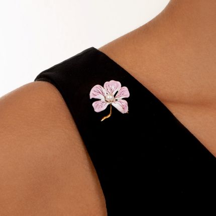 Vintage Enamel Violet Flower Pin By Larter