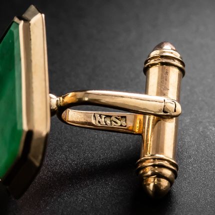 Vintage Natural Burmese Jade Cufflinks