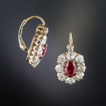 Vintage Ruby and Diamond Earrings