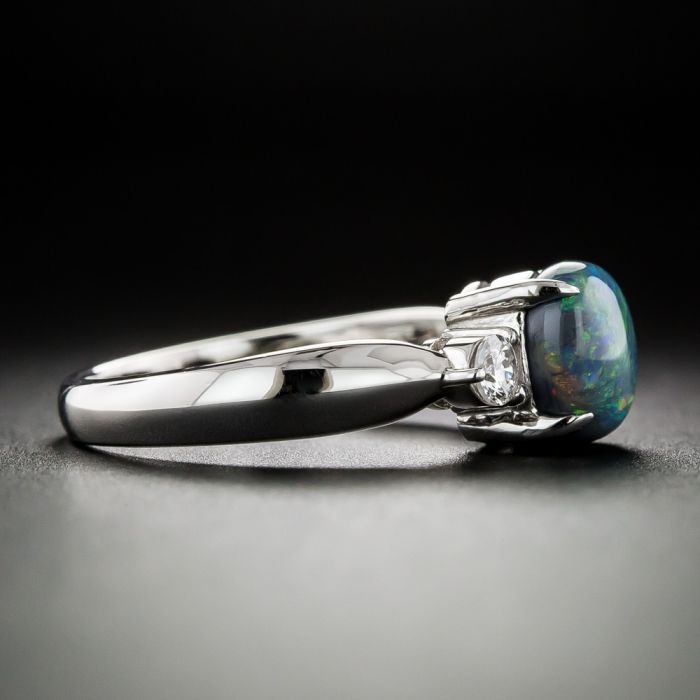 Black Opal Silver Ring