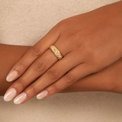English Victorian Five-Diamond Band Ring