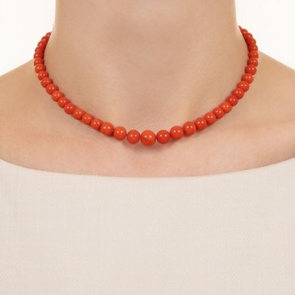 Graduated Red Coral Bead Strand