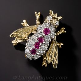 Diamond and Ruby Bee Brooch