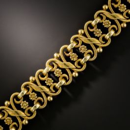 Vintage French Floral Motif Gold Bracelet