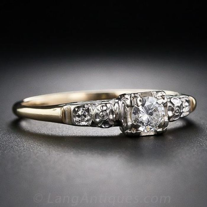 15 Carat Illusion Set Mid Century Diamond Engagement Ring