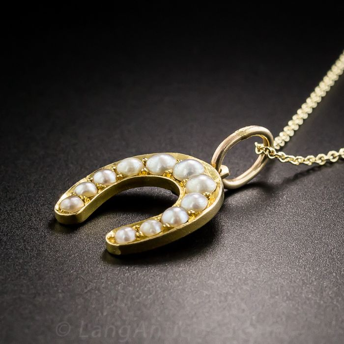 18K Pearl Horseshoe Pendant
