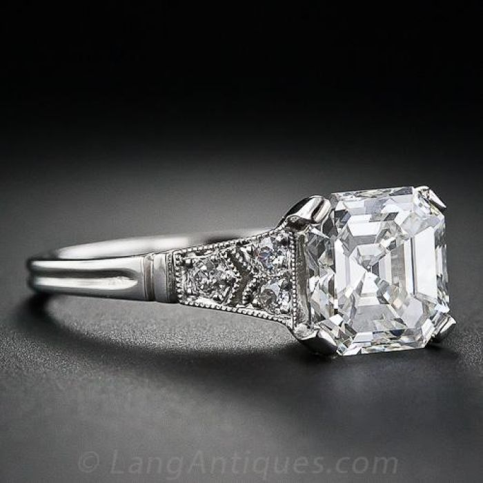 2.09 Carat Asscher Cut Diamond Solitaire Ring
