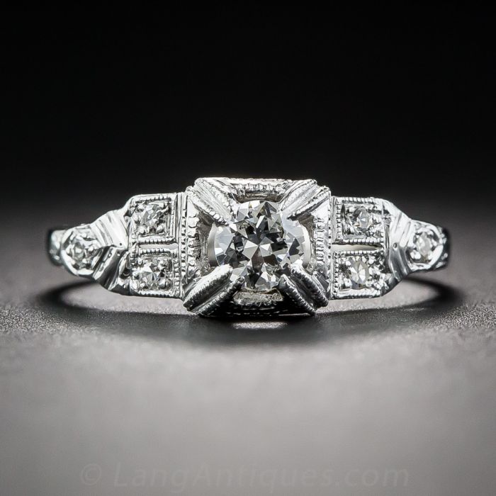 23 Carat Diamond Art Deco Engagement Ring