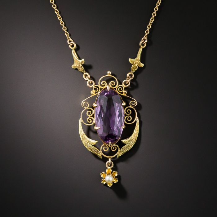 Antique Amethyst and Pearl Necklace Circa 1900