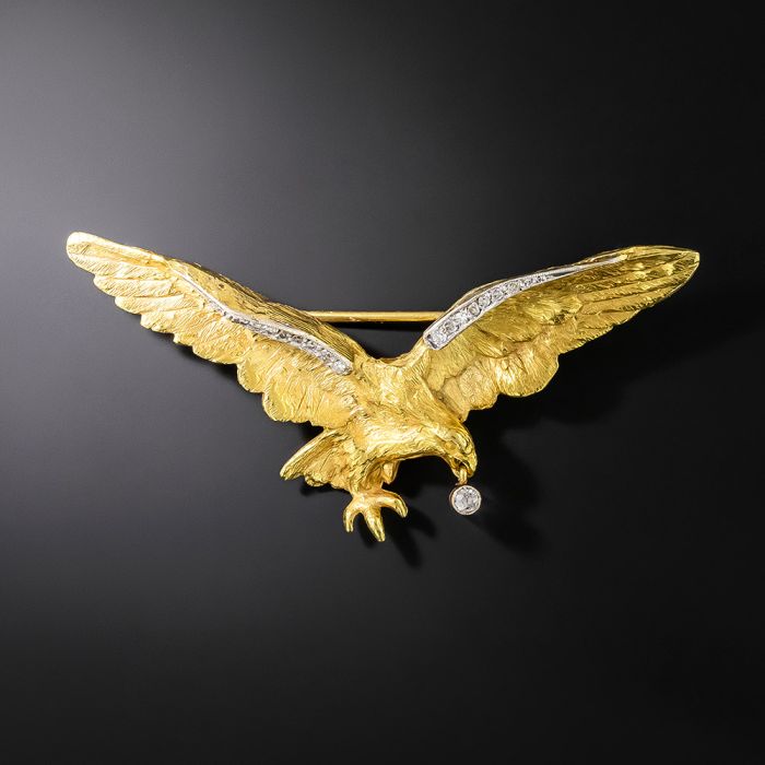 Gold eagle brooch store