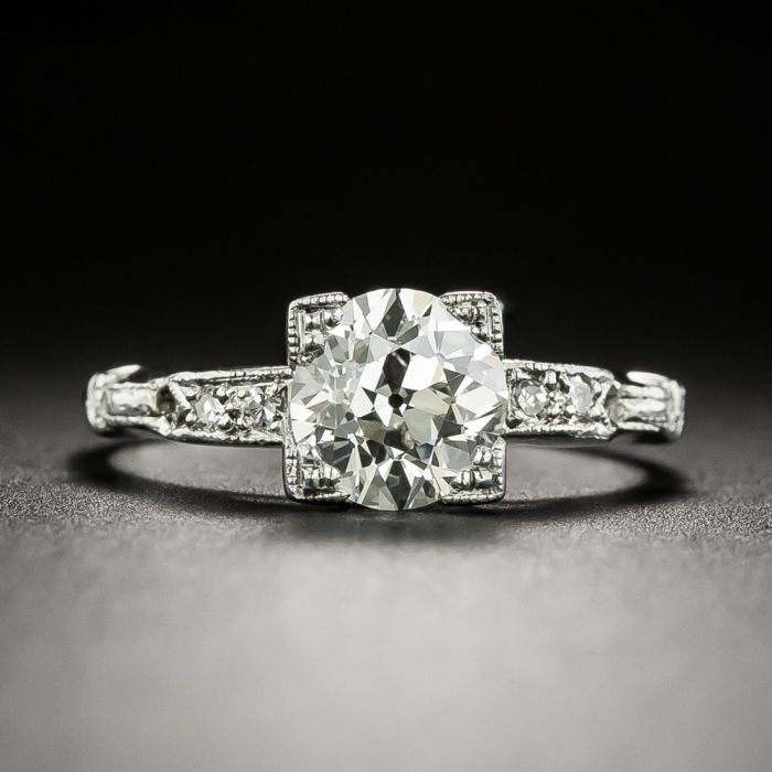 Art Deco 1.05 Carat Diamond Engagement Ring GIA J VVS2