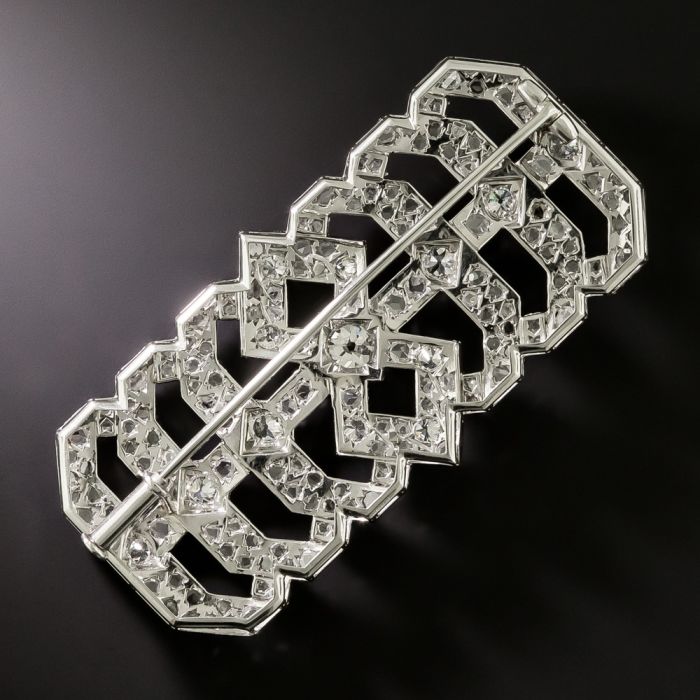 Lang Antiques Art Deco Geometric Diamond Brooch