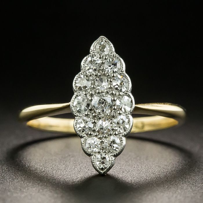 Edwardian Marquise Shaped Diamond Cluster Ring