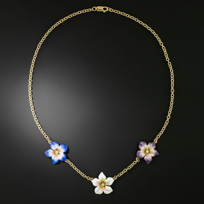 Enamel flower necklace store
