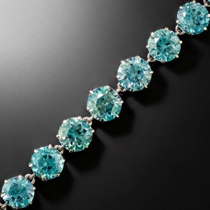 English Art Deco Blue Zircon Bracelet
