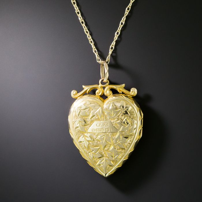 English Victorian Engraved Heart Locket