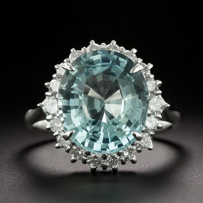 Estate Aquamarine and Diamond Ring