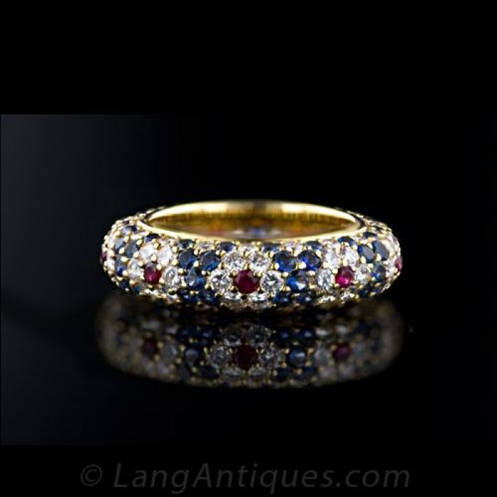 Harry Winston Sapphire Ruby and Diamond Band Ring