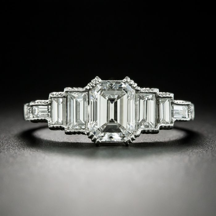 Lang Collection 1.10 Carat Emerald Cut Diamond Ring GIA F Internally Flawless