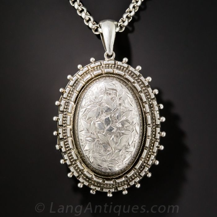 Large silver locket store