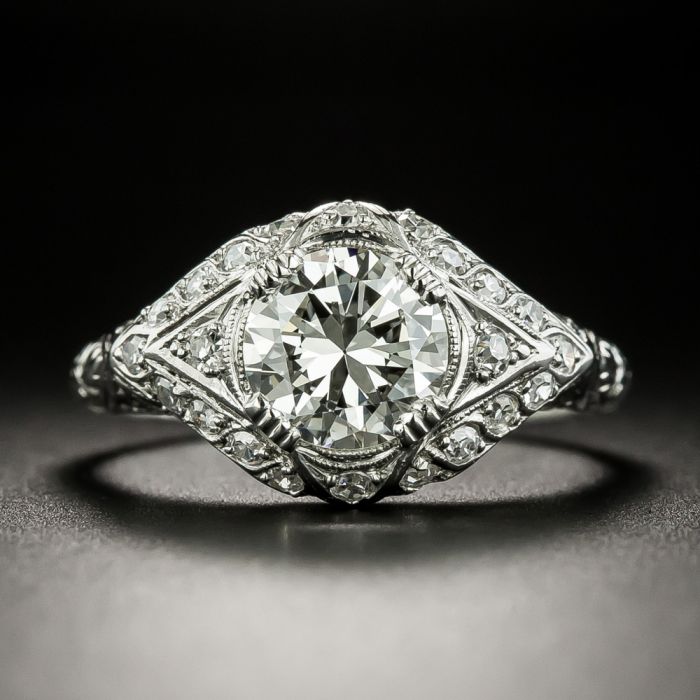 Late Edwardian Art Deco 1.40 Carat Diamond Engagement Ring GIA J VS1