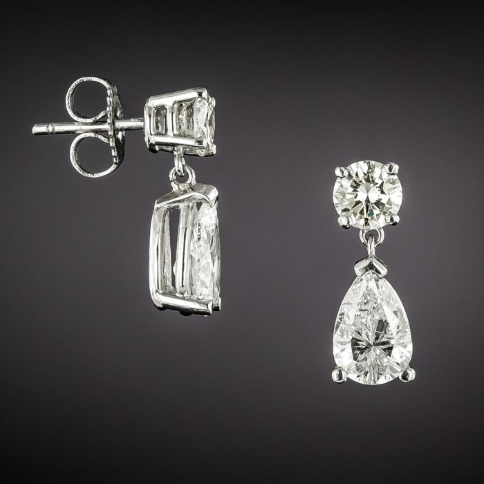 Pear Shaped Diamond Drop Earrings