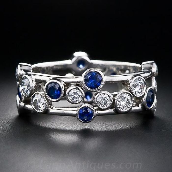 Tiffany Co. Sapphire and Diamond Bubbles Band
