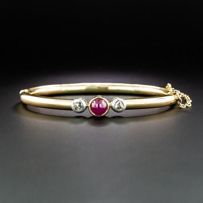 ruby and diamond gold bangle