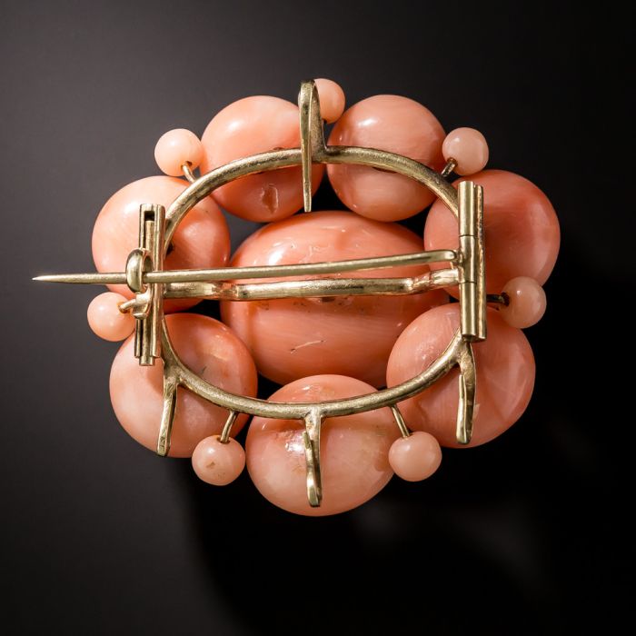 Lang Antiques Victorian Coral Cluster Brooch