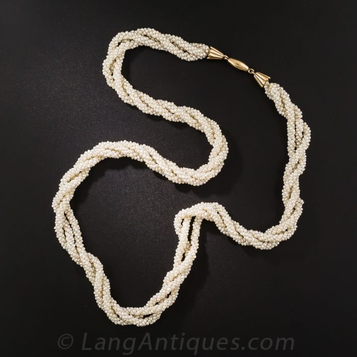 Vintage Twisted Seed Pearl Necklace