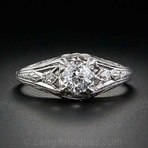 Deco Delicate .50 Carat Diamond Engagement Ring