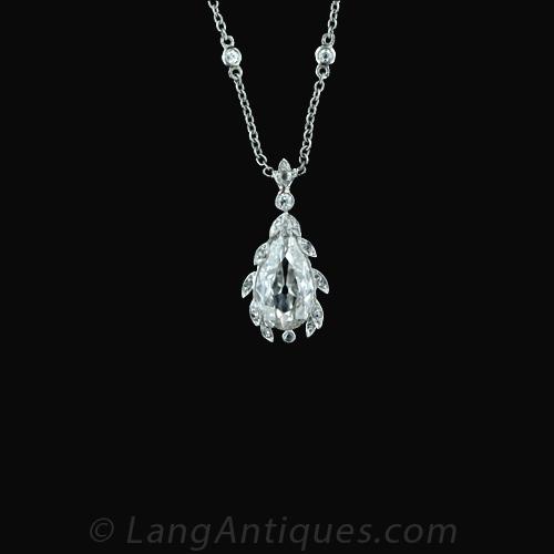 Delicate Pear Cut Diamond Pendant