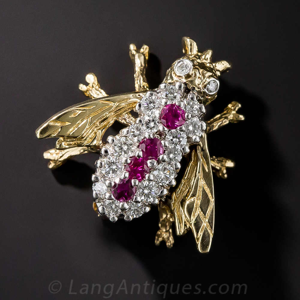 Diamond and Ruby Bee Brooch