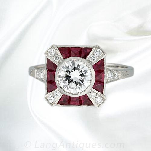 Diamond & Ruby Deco Ring