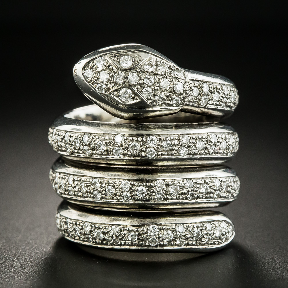 Diamond Coiled Snake Ring