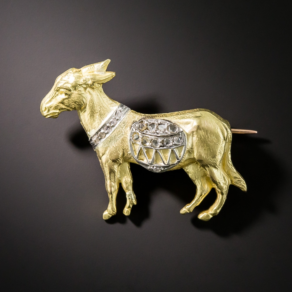 Antique Diamond Donkey Pin