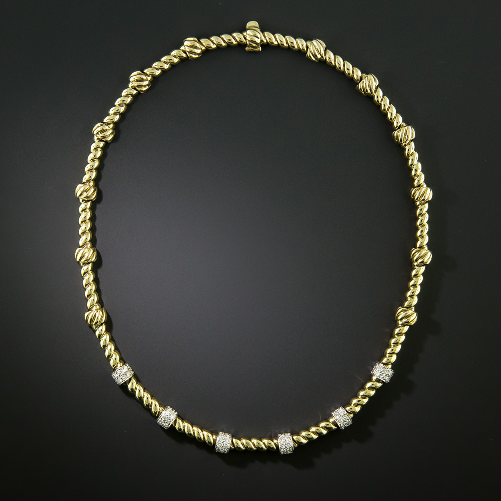 Diamond Macaroni Link Necklace