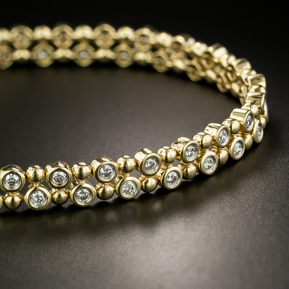 Double Row Diamond Bubble Bracelet