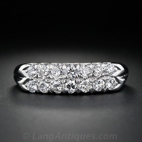 Double Row Vintage Diamond Wedding Band