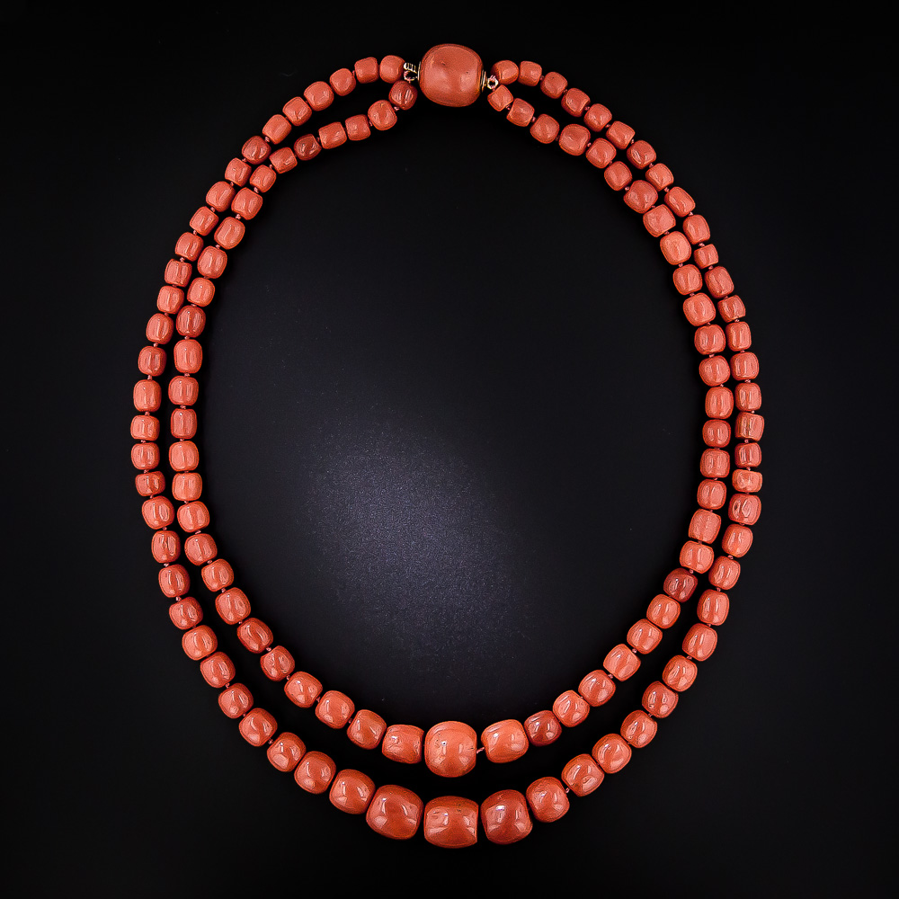 Double-Strand Coral Bead Necklace