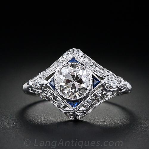 Early Art Deco 1.10 Carat Diamond Engagement Ring