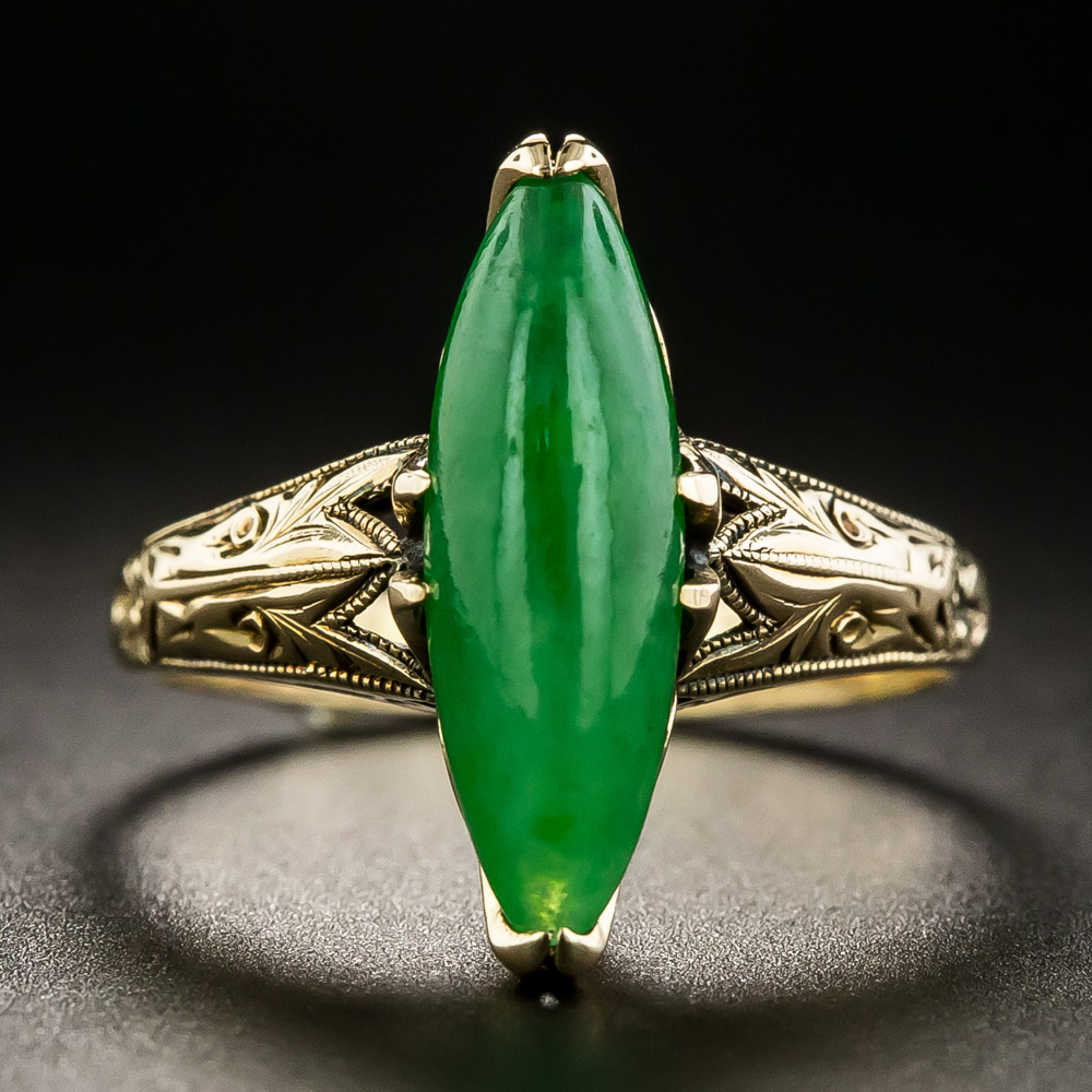 Early Mid-Century Natural Burmese Jade Ring
