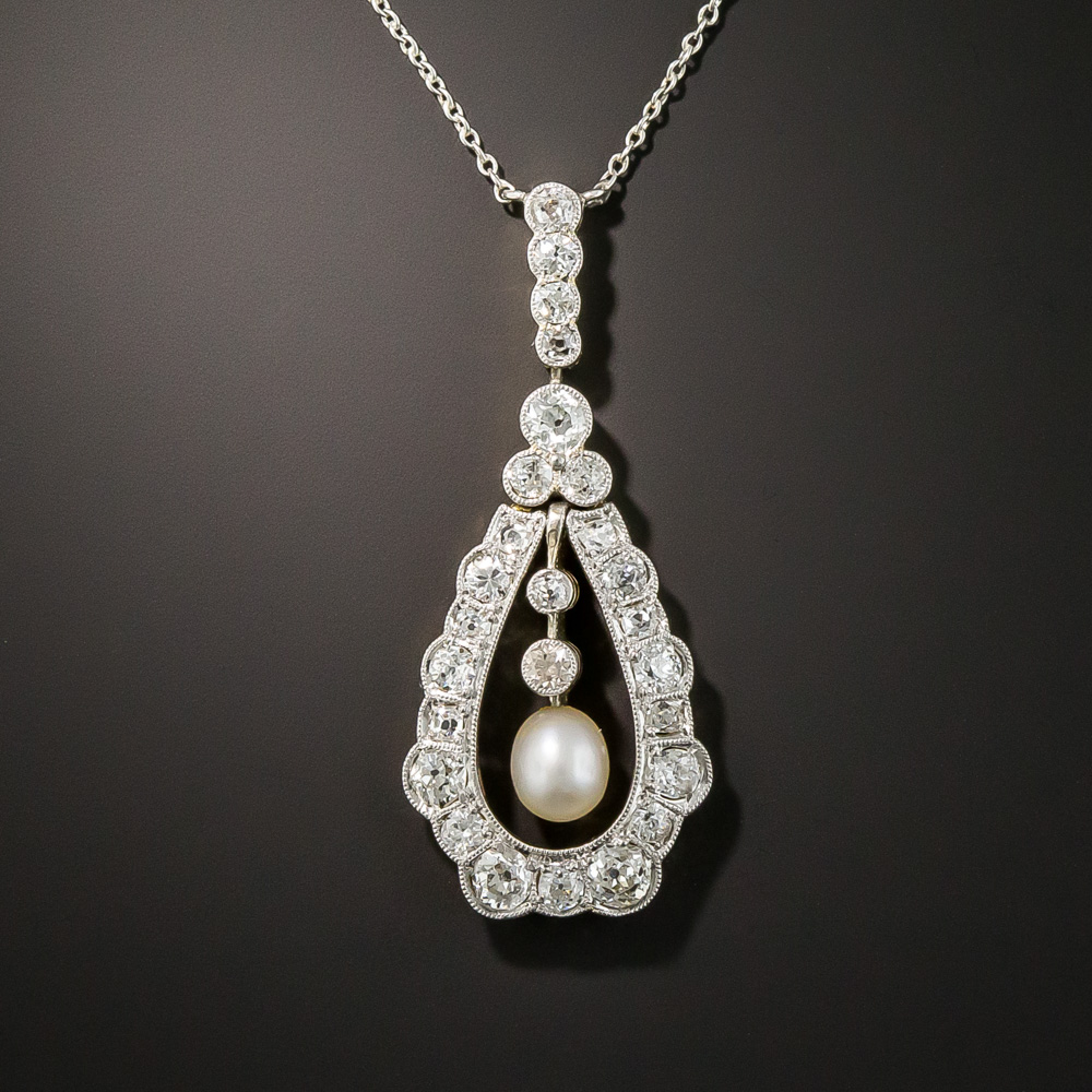 Edwardian Diamond and Pearl Lavalière