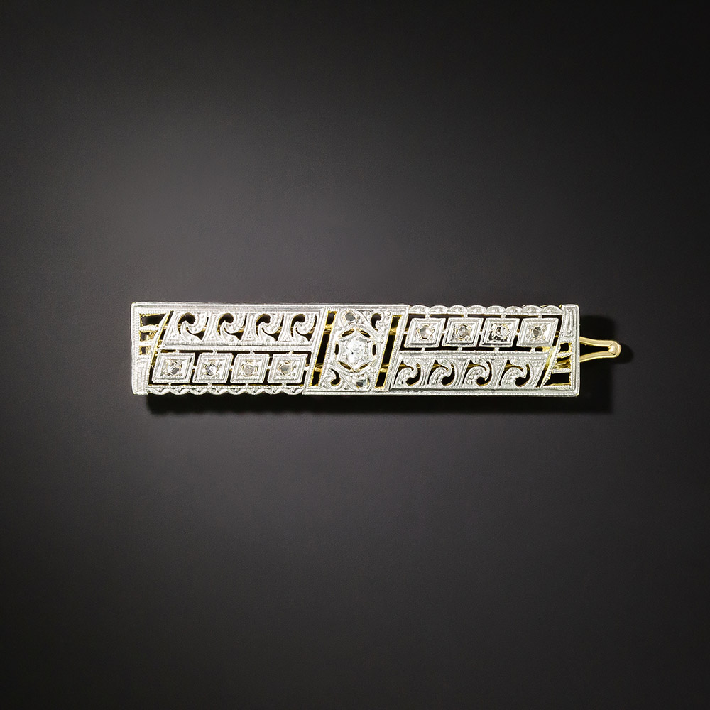 Edwardian Diamond Filigree Barrette