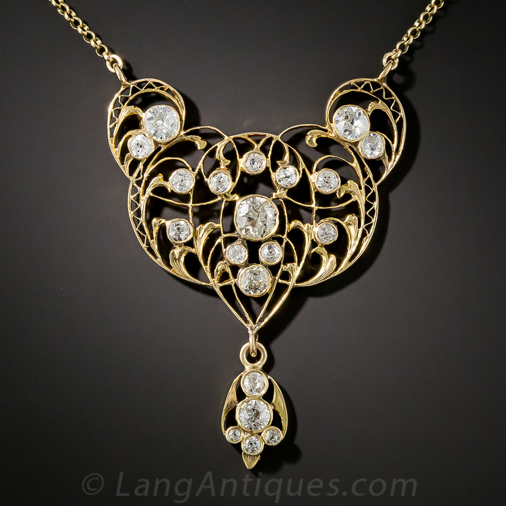 Edwardian Diamond Lavaliere Necklace