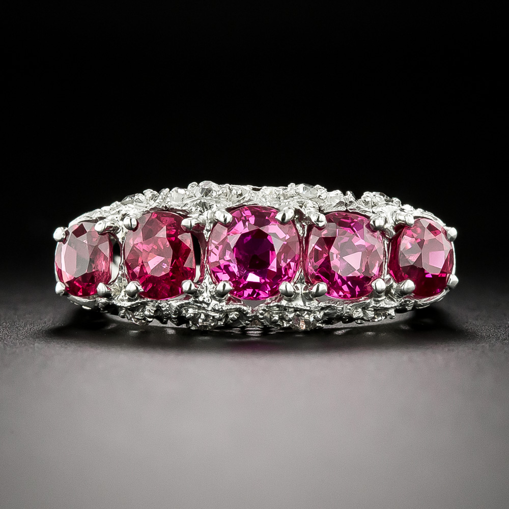 Edwardian Five-Stone Ruby and Diamond Ring